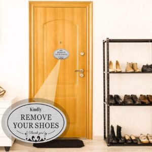 CARGEN 2 PACK Kindly Remove Your Shoes Oval Please Take Off Your Shoes No Shoes Sign Decal Sticker Home House Door Sign 6.3" x 3.8"