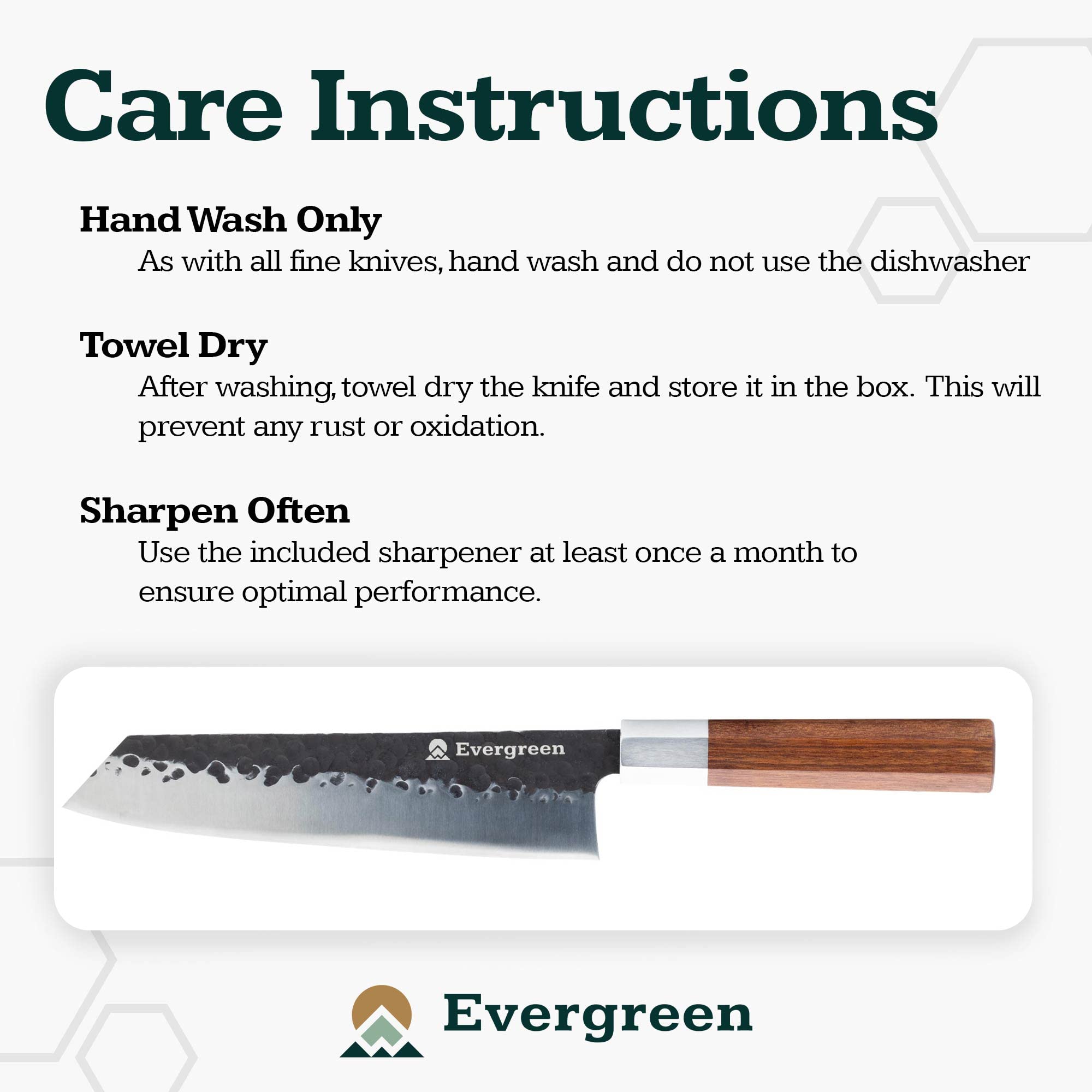 Evergreen 8” Professional Classic Chef Knife, Stainless Steel, Great for Paring, Dicing, Cutting with Octagon Wood Handle, Blade Sharpener and Gift Box