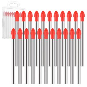 20 pieces 6 mm tile drill bits cemented carbide masonry drill bits for glass multi-material concrete drill bit cement drill bit tile bits ceramic carbide drill bit for glass plastic brick wall, orange