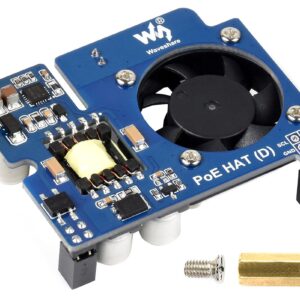 Power Over Ethernet HAT (D) for Raspberry Pi 4B/3B+, PoE HAT Board with Cooling Fan, Support IEEE 802.3af-Compliant, 5V 2.5A PoE Power Output,Compatible with Official Raspberry Pi 4B/3B+ Case