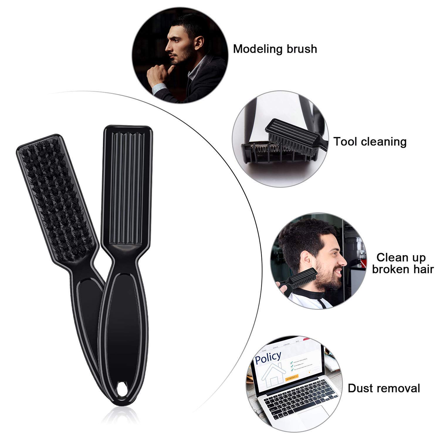 ROMONIX Barber Blade Cleaning Brush Hair Clipper Brush Nail Brush Tool for Cleaning Clipper (Black)