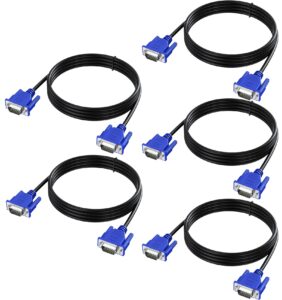 vga cable 5 feet 5-pack, male vga to vga male monitor computer cable adapter cord hd15 1080p full hd high resolutionfor tv computer projector-blue