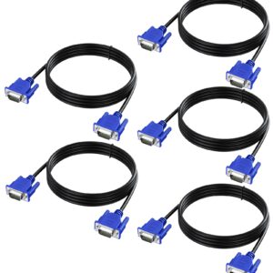 VGA Cable 5 Feet 5-Pack, Male VGA to VGA Male Monitor Computer Cable Adapter Cord HD15 1080P Full HD High Resolutionfor TV Computer Projector-Blue