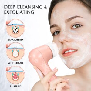 Facial Cleansing Brush Face Scrubber: Electric Exfoliating Spin Scrubber IPX7 Waterproof Silicone Skin Cleaning USB Rechargeable Spinning Rotating Washer Proactive System