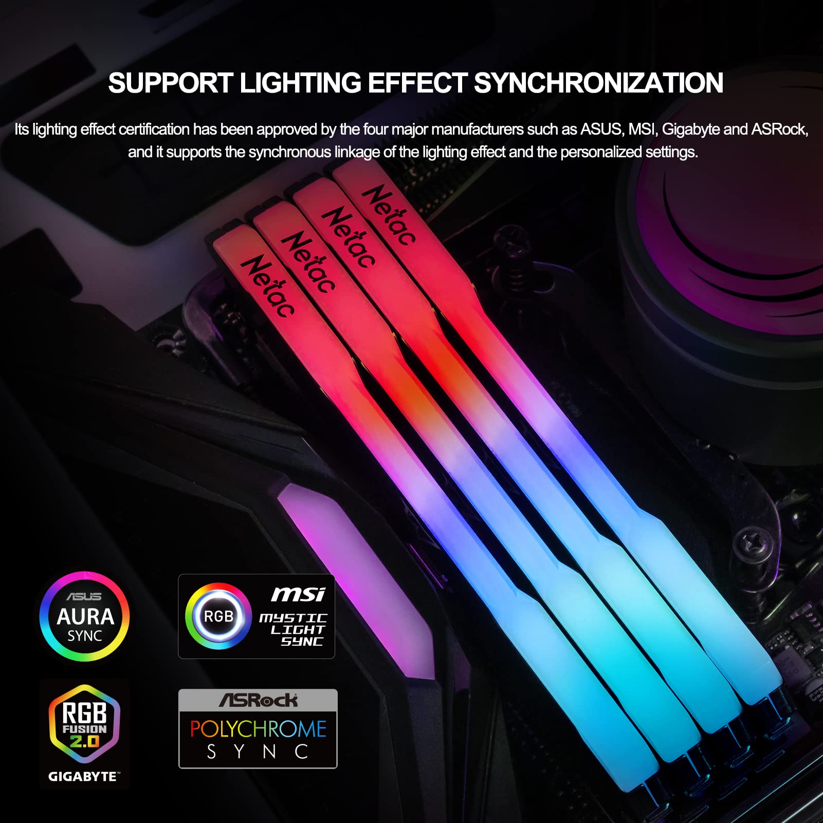 Netac DDR4 RGB 3200MHz RAM Sticks 16GB(2 * 8GB) XMP 2.0 1.35V (PC4-25600) Premium Desktop Gaming Memory Kit for Gammers and Experienced Builders Visit The Netac Store