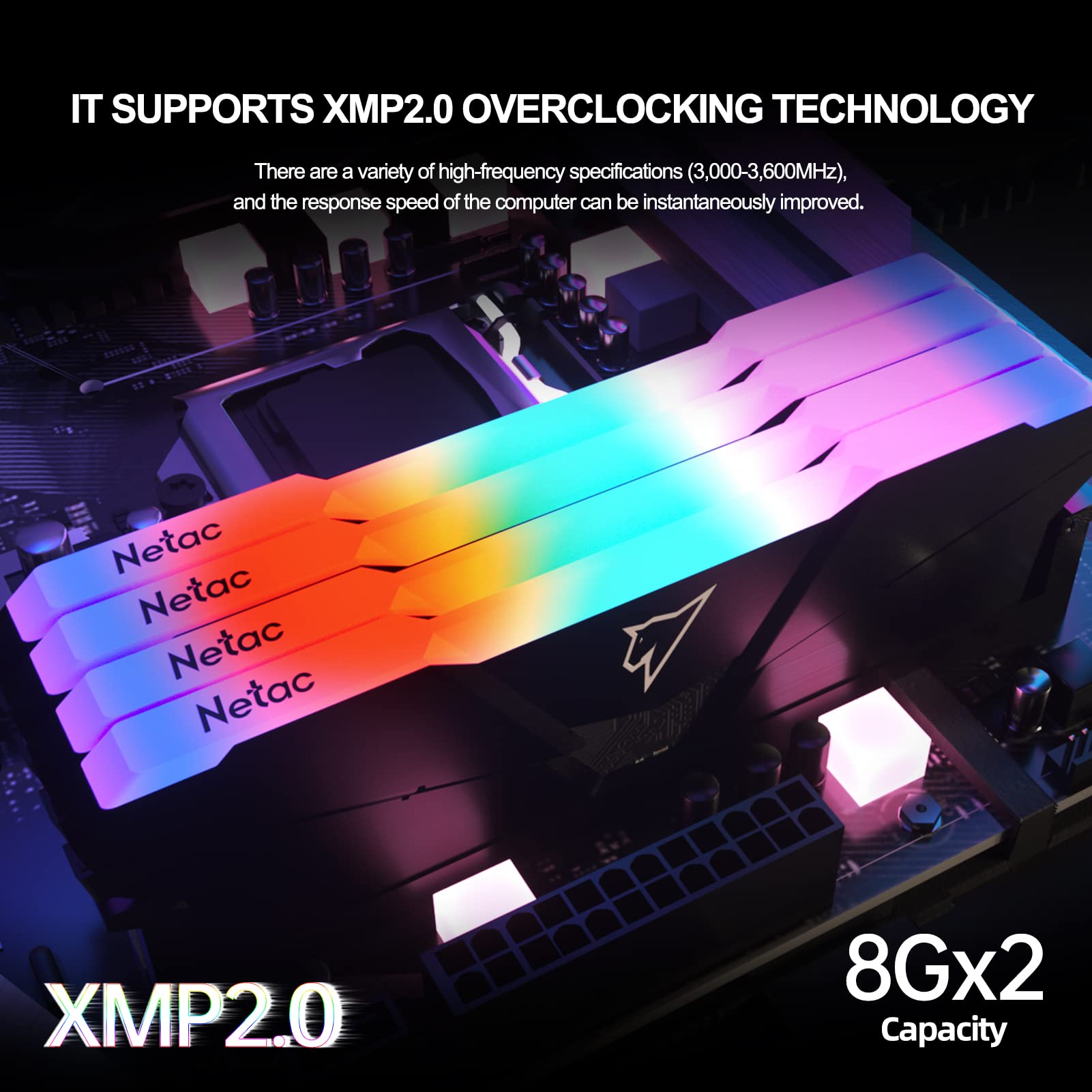 Netac DDR4 RGB 3200MHz RAM Sticks 16GB(2 * 8GB) XMP 2.0 1.35V (PC4-25600) Premium Desktop Gaming Memory Kit for Gammers and Experienced Builders Visit The Netac Store