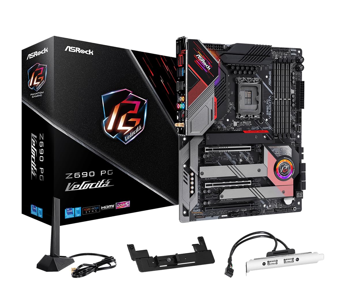 ASROCK Z690 PG Velocita Socket LGA1700/ Intel Z690/ DDR5/ SATA3&USB3.2/ M.2/ WiFi/ATX Motherboard