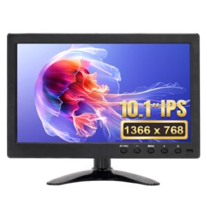 oscy 10.1 inch small monitor, security monitor with 1366x768 resolution 60hz ips cctv monitor support hdmi/vga/av/bnc for gaming cctv raspi pc