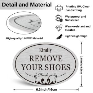 CARGEN 2 PACK Kindly Remove Your Shoes Oval Please Take Off Your Shoes No Shoes Sign Decal Sticker Home House Door Sign 6.3" x 3.8"