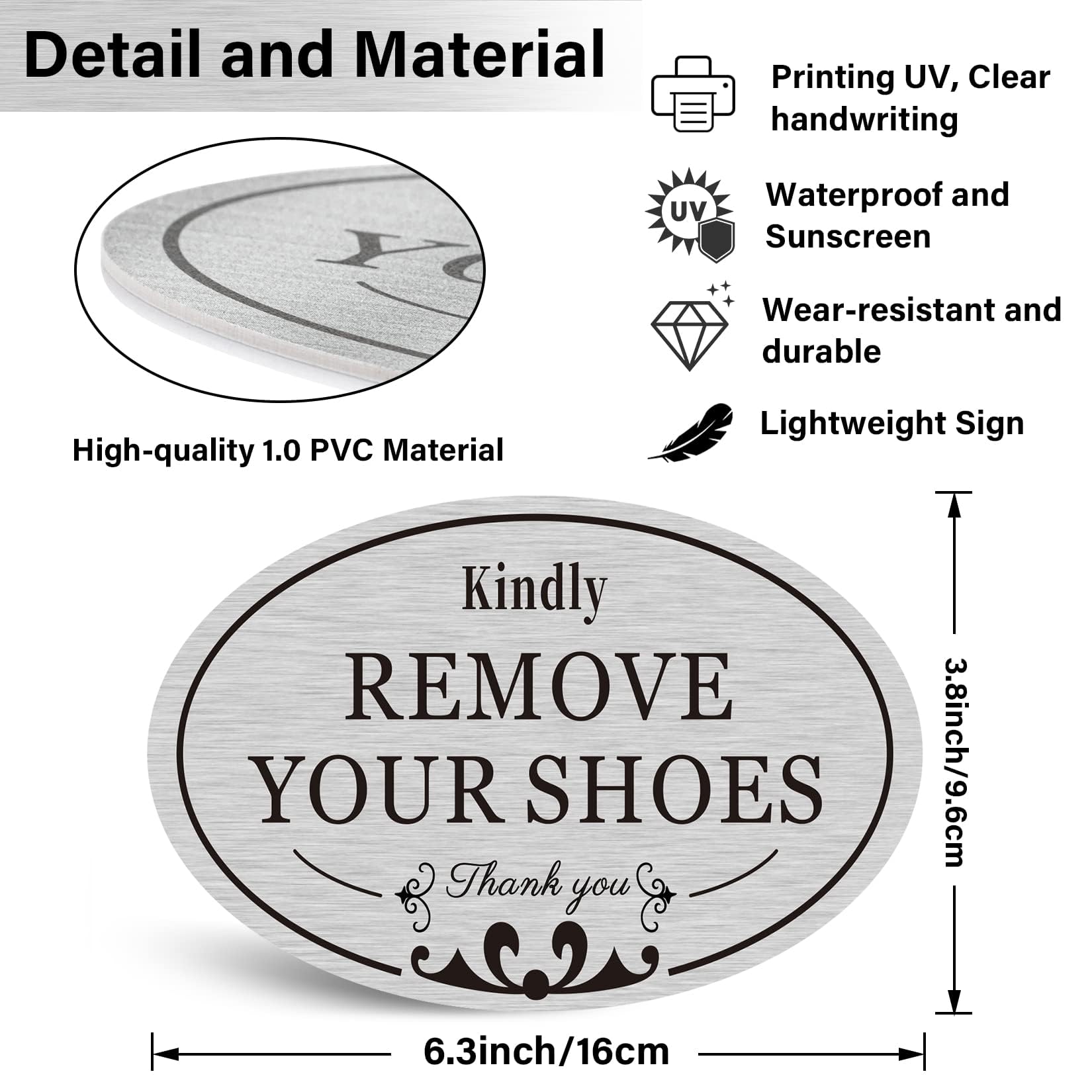 CARGEN 2 PACK Kindly Remove Your Shoes Oval Please Take Off Your Shoes No Shoes Sign Decal Sticker Home House Door Sign 6.3" x 3.8"