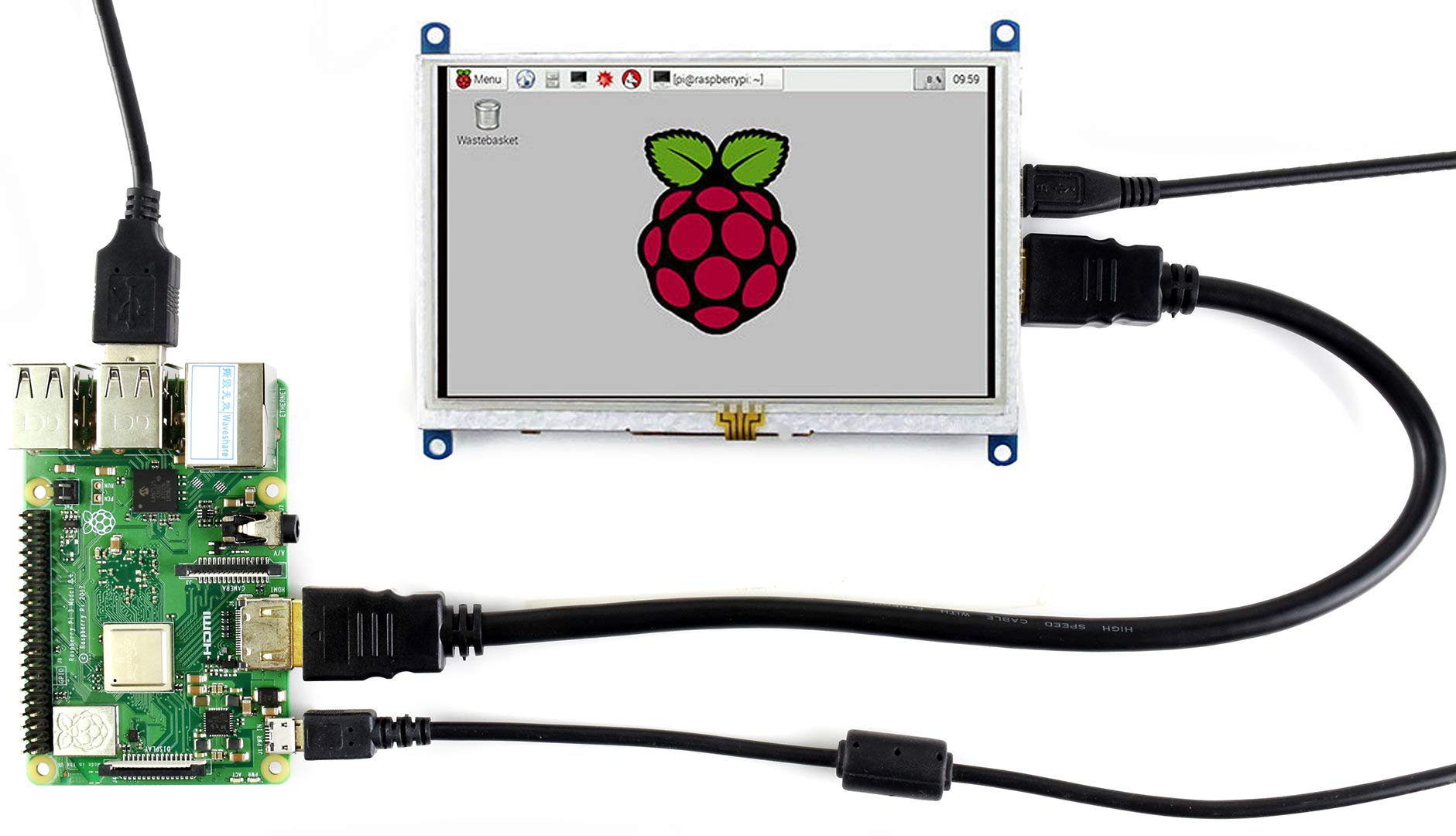 waveshare 5inch HDMI LCD (B) 5" 800×480 Resistive Touch Screen LCD TFT Monitor for Raspberry Pi 4B/3B+/3B/2B/A+/Zero/Zero W/WH, PC Windows 10/8.1/8/7, Driver Free