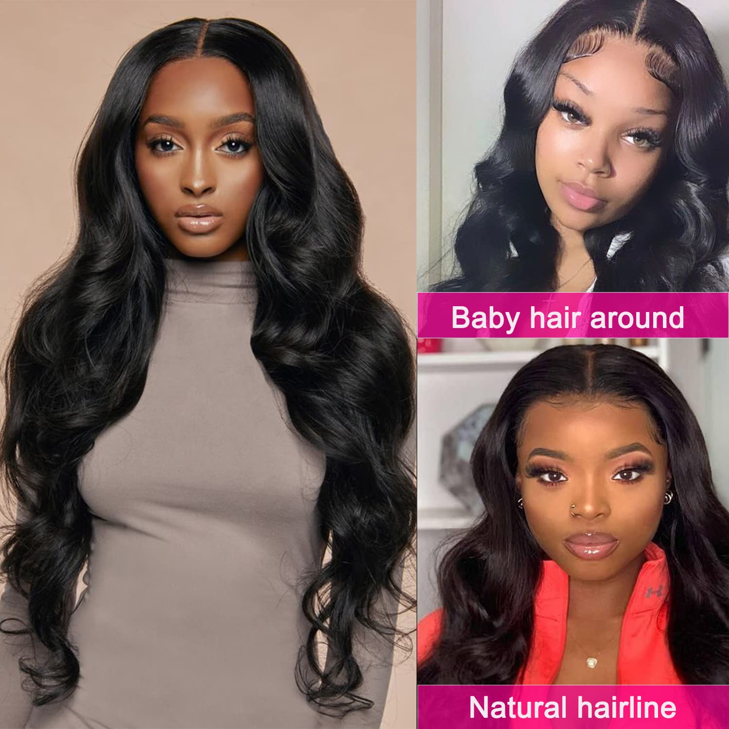 Atilck Lace Front Wigs Pre Plucked Body Wave 13x4 HD Transparent Lace Frontal Wigs 150% Denisty Glueless Wigs Natural Color (20 Inch)