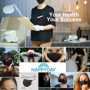 HAPPYDAY A Set of 25 Packages Made in KOREA 2D KF94 Black Face Mask for Adult