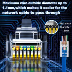 CableGeeker RJ45 Pass Through Connector, 110-Pack Cat6 RJ45 Connectors Ends, 8P8C UTP Network Modular Plug for Solid or Stranded UTP Ethernet Cable