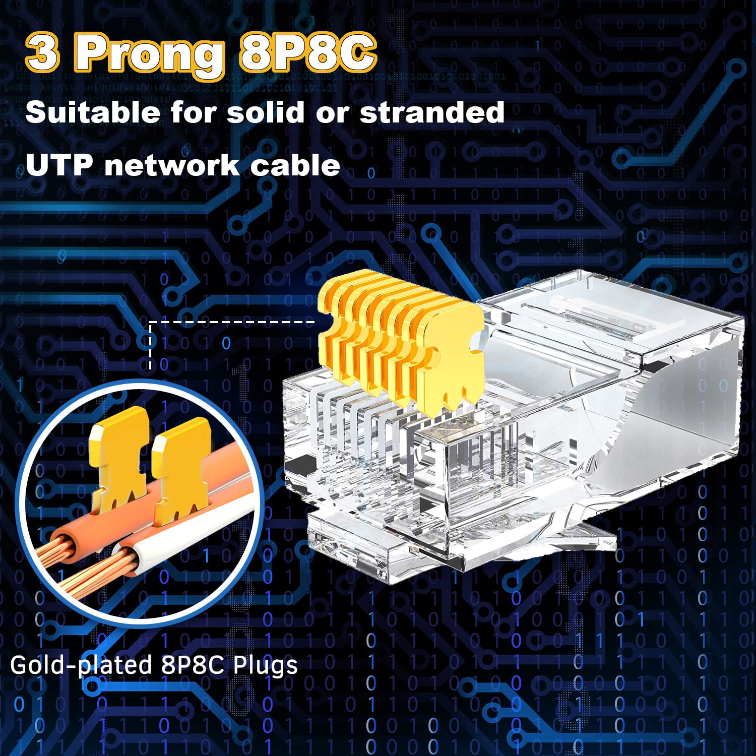 CableGeeker RJ45 Pass Through Connector, 110-Pack Cat6 RJ45 Connectors Ends, 8P8C UTP Network Modular Plug for Solid or Stranded UTP Ethernet Cable