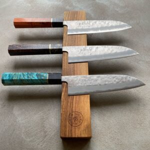 Japanese Kitchen Knife Handle, Octagon, Stabilized Wood, Finished Scales, WA Unique Wooden Kyoto Sunset (Medium), Orange