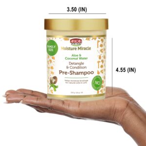 African Pride Moisture Miracle Aloe & Coconut Water Pre-Shampoo Detangler & Pre-conditioner - Helps Minimize Hair Breakage for Natural Coils & Curls, 18 oz.