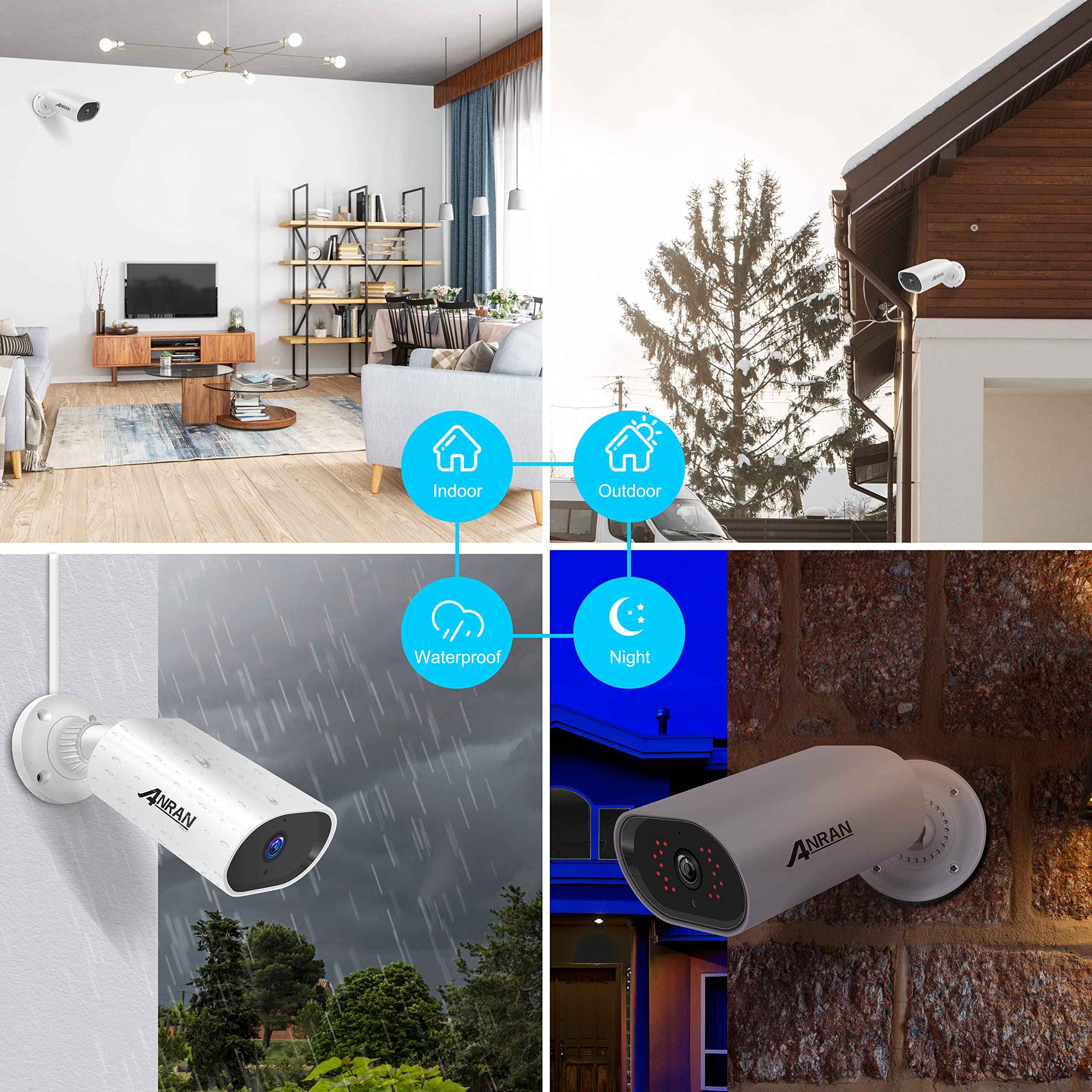 【5MP Lite DVR】8CH Wired outdoor Security Camera System with 8pcs 1080P HD Waterproof Surveillance Home Cameras, Easy Setup, Clear Night Vision, Motion Detection, Remote Access,1TB Hard Drive Included