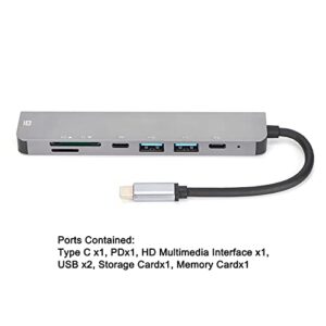 7in1 Type C Hub, Dual Display Mode 7 in 1 Type C Adapter for MacBooks for Laptops