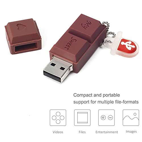 64GB USB Flash Drive Chocolate-Shaped, BorlterClamp Novelty USB Drive Thumb Drive Memory Stick for External Data Storage