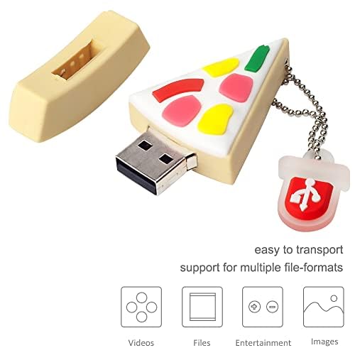 32GB USB Flash Drive Pizza-Shaped, BorlterClamp Novelty USB Drive Thumb Drive Memory Stick for External Data Storage