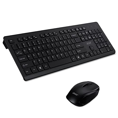 Acer Wireless Keyboard and Wireless Mouse Bundle | Fully Covered in a Silver Ion Antimicrobial* Body | Includes RF Wireless Optical Mouse, RF Wireless Keyboard and USB Receiver, (Pack of 1)