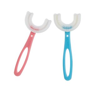 ldhcyggl ussj 2pcs silicone u-shaped manual toothbrushes for kids, newest lovely children training toothbrushes. (6-12 years)