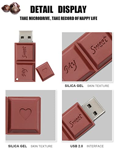 64GB USB Flash Drive Chocolate-Shaped, BorlterClamp Novelty USB Drive Thumb Drive Memory Stick for External Data Storage