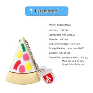 32GB USB Flash Drive Pizza-Shaped, BorlterClamp Novelty USB Drive Thumb Drive Memory Stick for External Data Storage