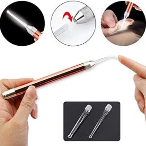 Xuke Tonsil Stone Remover Tool LED Light,Stainless Steel Tonsillolith Pick Oral Care Kit,100 Long Swabs,Stainless Steel Tongue Cleaner Scraper (medium size)