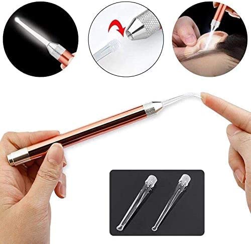 Xuke Tonsil Stone Remover Tool LED Light,Stainless Steel Tonsillolith Pick Oral Care Kit,100 Long Swabs,Stainless Steel Tongue Cleaner Scraper (medium size)