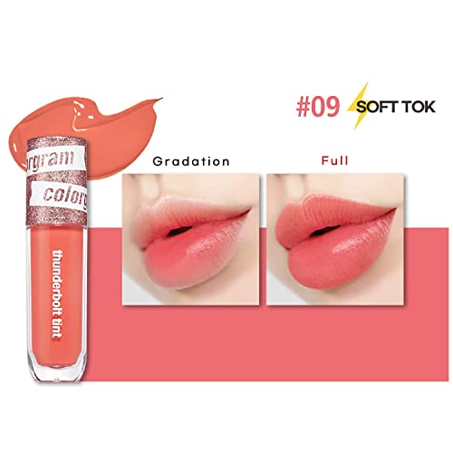 COLORGRAM Thunderbolt Tint Lacquer - True Beauty K-Drama Makeup, Glossy Long Lasting Moisturizing Lip Stain (2 Set (#8, #9))