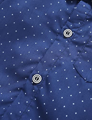 HeMarIsle Baby Toddler Boys Tuxedo Onesie Dress Shirt Bodysuit Formal Long Sleeve Rompers for Wedding Party (2150Blue, 6-9 M)