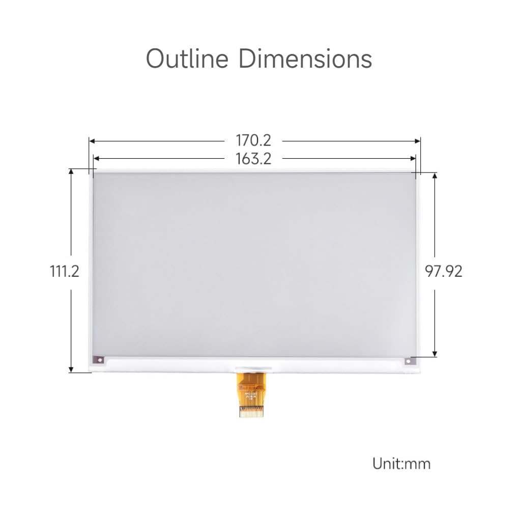 Waveshare 7.5inch E-Paper E-Ink Raw Display Compatible with Raspberry Pi 4B/3B+/3B/2B/B+/A+/Zero/Zero W/WH/Zero 2W Series Boards 800×480 Pixels Three-Color with SPI Interface Without PCB