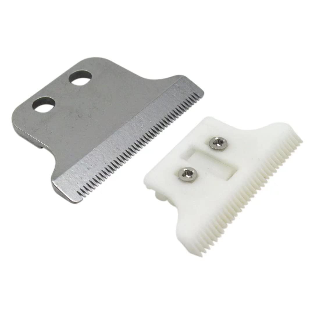 Adjustable 2 Hole Double Wide Trimmer Replacement Blade for Wahl Detailer #8290 5 Star Razor Edger #8051 G-Whiz #8986 Sterling Definitions #8085(Ceramic + Sliver Blade)