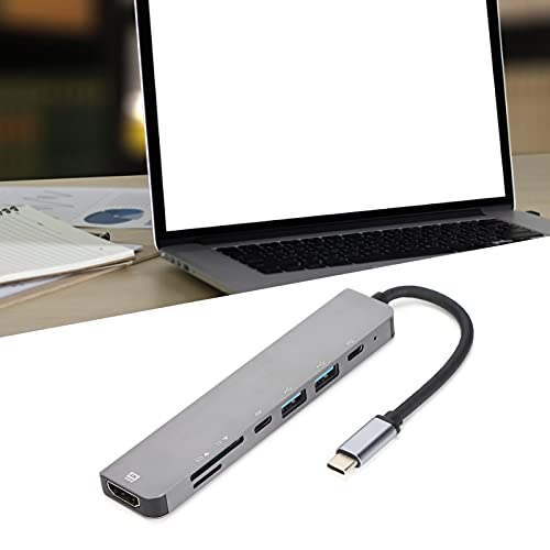 7in1 Type C Hub, Dual Display Mode 7 in 1 Type C Adapter for MacBooks for Laptops