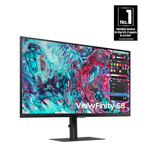 Samsung TU87F Series 32-Inch Viewfinity 4K UHD Pro Monitor, VA Panel, 60Hz, 5ms, HDR10, sRGB, HDMI, Dual 4K Display, Fully Adjustable Stand, Eye Saver Mode (LF32TU874VNXGO) Dark Blue Gray