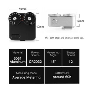 TTartisan Light Meter II, Real-time Metering Tool, Two Dial to Adjust ISO, Aperture and Shutter Speed, Compatible with Older Leicas and Similar Rangefinder Cameras