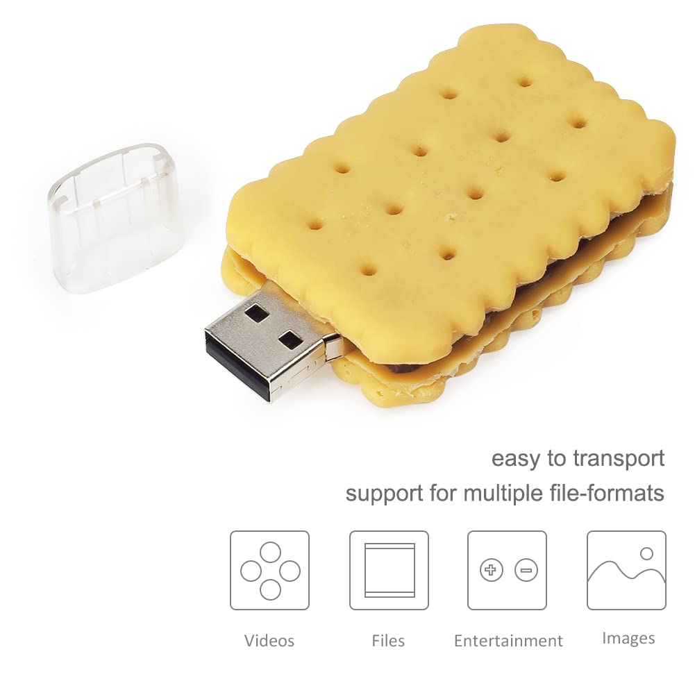 64GB USB Flash Drive Cookie-Shaped, BorlterClamp Novelty USB Drive Thumb Drive Memory Stick for External Data Storage