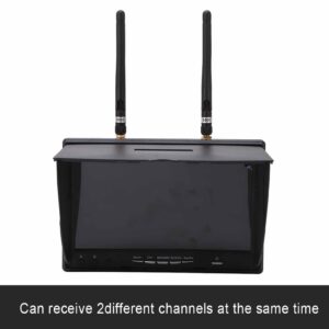 Zyyini 5.8G FPV LCD Receiver Monitor, 40Channels 7Inch LCD Screen Video Transmission Display FPV Drone Accessory Built-in Dual Receiver 600cd/m2 100-240V for FPV Drone