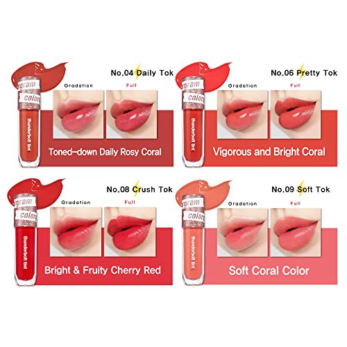 COLORGRAM Thunderbolt Tint Lacquer - True Beauty K-Drama Makeup, Glossy Long Lasting Moisturizing Lip Stain (2 Set (#8, #9))