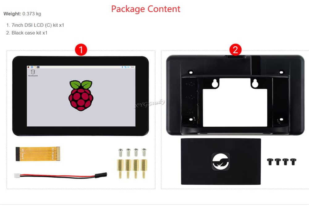 XYGStudy 7inch Capacitive Touch IPS Display Screen LCD for Raspberry Pi with Protection Case, DSI Interface Resolution 1024×600 Supports Raspberry Pi 4 Model B (7inch DSI LCD (C) (with case A))