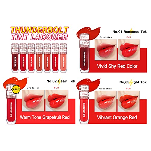 COLORGRAM Thunderbolt Tint Lacquer - True Beauty K-Drama Makeup, Glossy Long Lasting Moisturizing Lip Stain (2 Set (#8, #9))