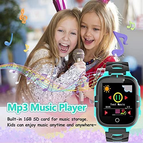 Kids Smart Watch Boys Girls- Kids Smartwatch with Call Dual Cameras 16 games Video Recorder Music Alarm Stopwatch Flashlight 12/24 hr,Touch Screen Smart Watch for Kids Age 3-14 Birthday Gift (Green)