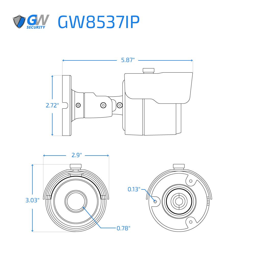 GW Security 4K 8MP Outdoor/Indoor PoE IP Bullet Security Camera (GW8537IP)