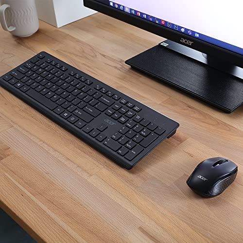 Acer Wireless Keyboard and Wireless Mouse Bundle | Fully Covered in a Silver Ion Antimicrobial* Body | Includes RF Wireless Optical Mouse, RF Wireless Keyboard and USB Receiver, (Pack of 1)