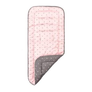 Beisto Baby Stroller Pad, Baby Stroller Seat Cushion Cotton Baby Stroller Seat Liner Seat for Kid Outdoor Sports, Grey+Pink, One Size