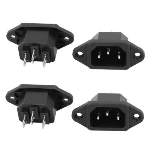 junahaa 4 pcs ac 250v 10a iec 320 c14 panel mount plug adapter power connector socket black screw mount 3 pins inlet power plug socket by mxr