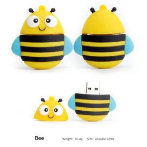 32GB USB Flash Drive Bee-Shaped, BorlterClamp Cute USB Drive Thumb Drive Memory Stick for External Data Storage