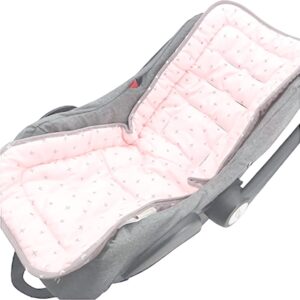 Beisto Baby Stroller Pad, Baby Stroller Seat Cushion Cotton Baby Stroller Seat Liner Seat for Kid Outdoor Sports, Grey+Pink, One Size